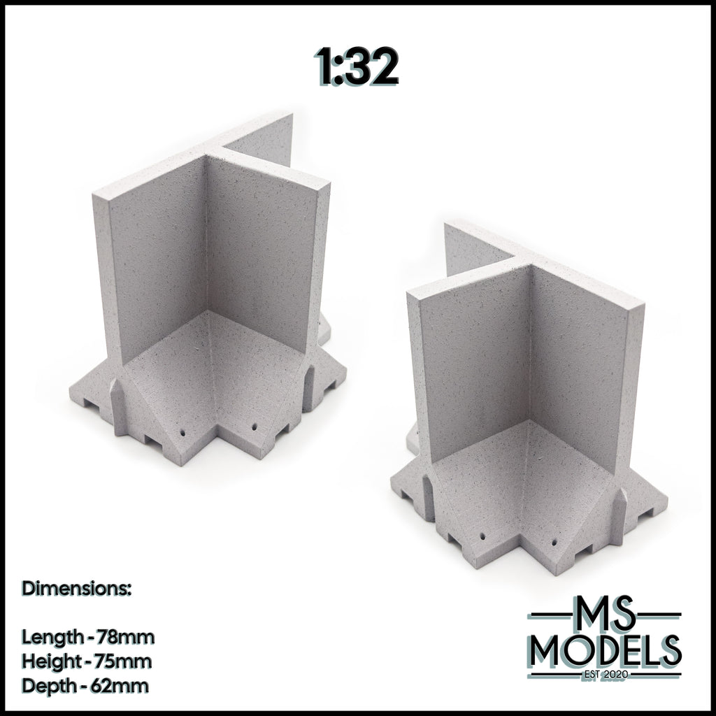 2 pack T section 2.4/4m Concrete Dividing Walls – MS Models